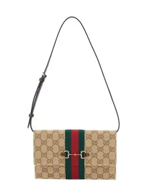 Gucci GUCCI Horsebit Wallet On Chain Original GG Raw Multicolor