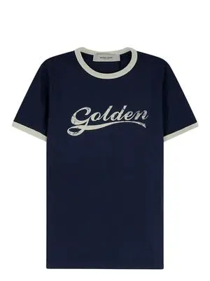 GOLDEN GOOSE Golden Goose Deluxe Brand Men Cotton T-Shirt With Printed Logo On The Front Multicolor