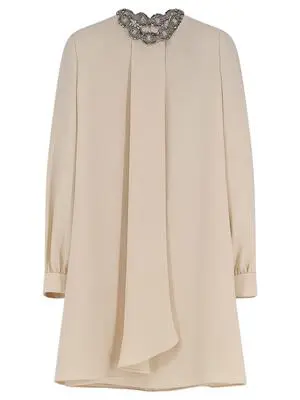 Valentino Garavani Cady Couture Mini Dress With Rhinestone Embellishment - Multicolor
