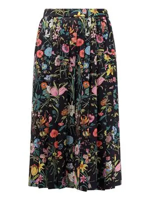 Gucci Silk Midi Skirt With Flora Print - Multicolor