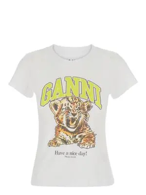 GANNI Cotton T-shirt With Graphic Print - Multicolor