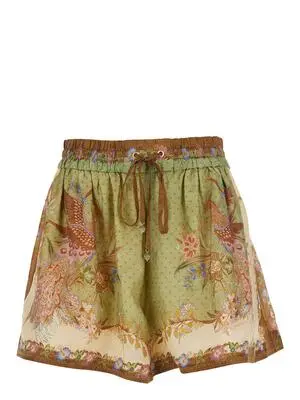 Zimmermann Indra Printed Silk Shorts - Multicolor