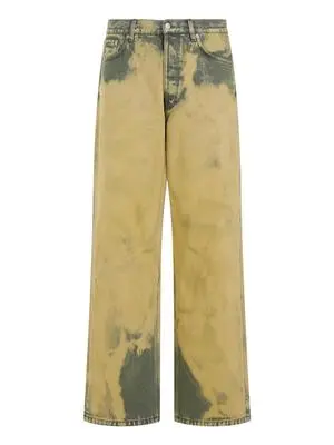 Dries Van Noten Wide Leg Printed Cotton Jeans - Multicolor