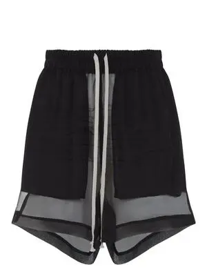 Rick Owens Silk Chiffon Drawstring Shorts - Black