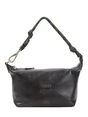 Miu Miu Nappa Leather Pouch With Technical Tape Handle - Brown