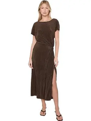 Vince Directional Pleated Twist Dress - Olive