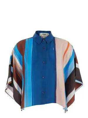 Fendi Fendi Silk Striped Cropped Shirt Multicolor