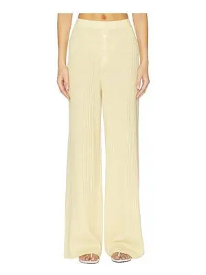 Guest In Residence Ribbed Knit Cashmere Blend Wide Leg Pants - Butter