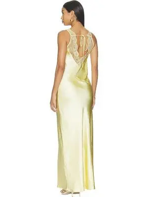 4TH & RECKLESS Penelope Satin Maxi Dress - Lemon