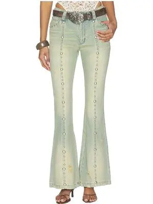 MARKGONG Studded Flared Jeans - Blue