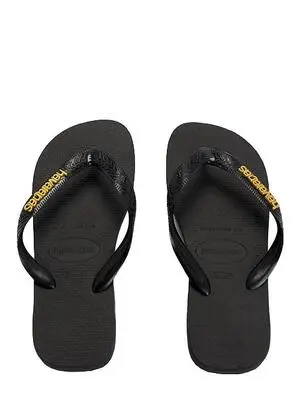Havaianas Top Logo Metallic Thong Sandals - Black