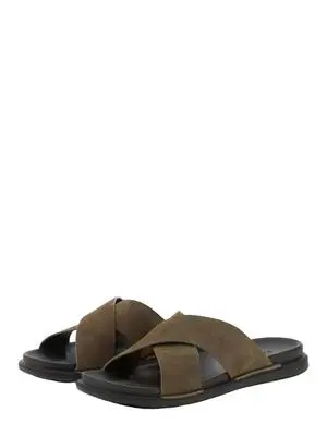 Boggi Milano Suede Crossover Sandals - Brown