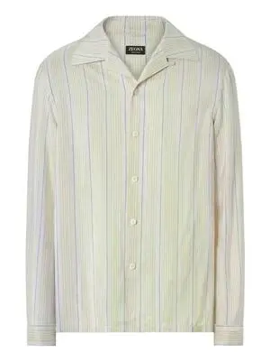 Zegna Striped Silk Shirt - Neutrals