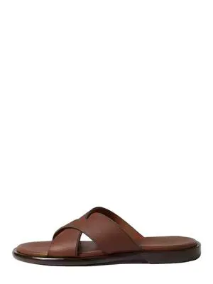 Zegna Criss-cross Leather Sandals - Brown