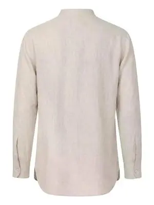 Eleventy Linen Stand-up Collar Shirt - Neutrals