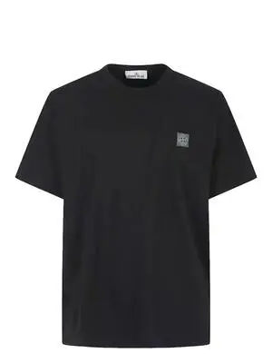 Stone Island Fissato-effect Logo-patch T-shirt Black