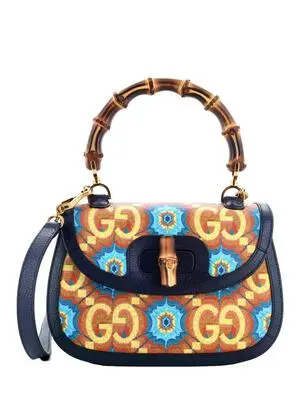Gucci Gucci Bamboo 1947 Top Handle Bag Kaleidoscope Print GG Coated Canvas Medium Crossbody Bag Blue