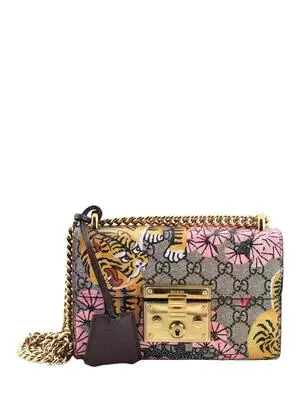 Gucci Padlock Bengal Print Gg Coated Canvas Small Shoulder Bag - Brown