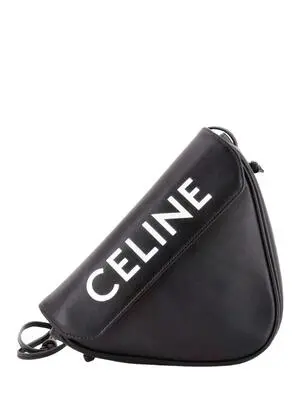 Celine Small Triangle Bag In Leather - Black