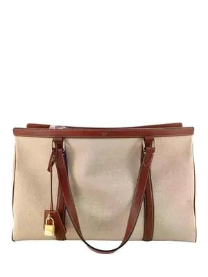 Celine Cabas 16 Bag Canvas With Leather Medium Tote Bag - Brown