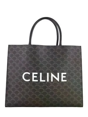 Celine Horizontal Logo Cabas Triomphe Coated Canvas Tote Bag - Brown