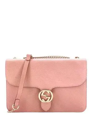 Gucci Interlocking Leather Medium Shoulder Bag - Pink