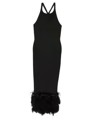 VESTIAIRE D'UN OISEAU LIBRE Feather-trim Crossover-strap Dress - Black