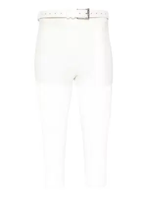 VESTIAIRE D'UN OISEAU LIBRE Belted Mesh-panel Trousers - Neutrals