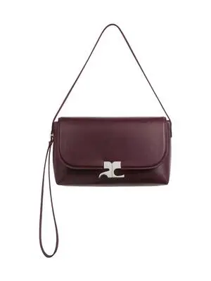 COURREGES Burgundy Logo Plaque Shoulder Bag - Red