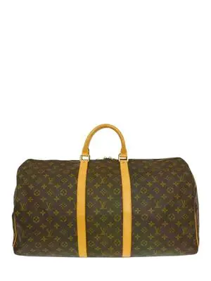 LOUIS VUITTON Monogram Keepall 55 Travel Bag - Brown