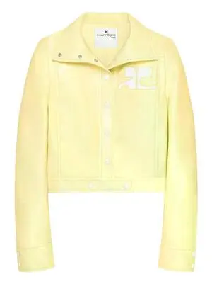 COURREGES Cropped Vinyl-effect Jacket - Yellow