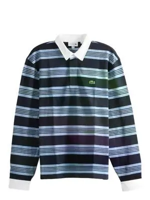 Lacoste Striped Long-sleeve Polo Shirt - Blue