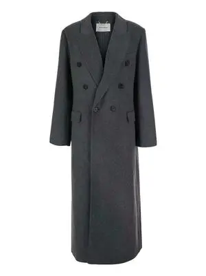 Victoria Beckham Double-breasted Peaked-lapel Coat - Grey