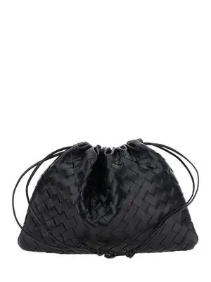 Bottega Veneta BOTTEGA VENETA Leather Shoulder Bag With Intreccio Motif Black