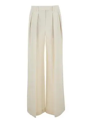 BRUNELLO CUCINELLI BRUNELLO CUCINELLI Wide Leg Pleated Trousers In Viscose And Linen Blend