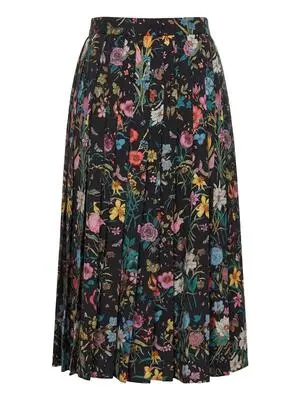 Gucci Floral Pleated Silk Skirt - Multicolor