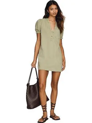 PILCRO Aly Puff-sleeve Mini Dress - Green
