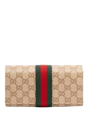 Gucci Monogrammed Canvas Pouch With Web Stripe - Multicolor