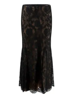 SELF-PORTRAIT Lace Midi Skirt - Black