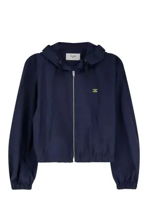 Celine Zip-up Hooded Jacket With Triomphe Embroidery - Multicolor