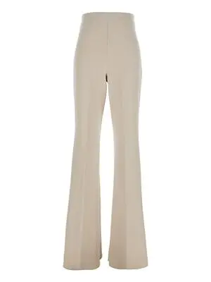 Sportmax Beige Flared Tech Fabric Stretch Pants - Multicolor