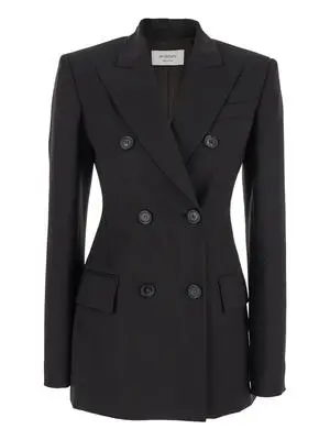 Sportmax Adamo Wool Double-breasted Jacket With Peak Lapels - Multicolor