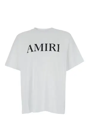 Amiri Crew Neck T-shirt With Logo Lettering Print In Cotton For - Multicolor