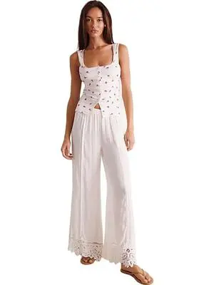 Free People End Game Pointelle Printed Tank - Ivory Combo