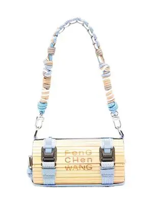 FENG CHEN WANG Logo-engraved Woven-strap Clutch Bag - Neutrals