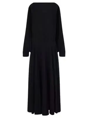 Balenciaga Boat Neck Long Sleeve Dress - Black