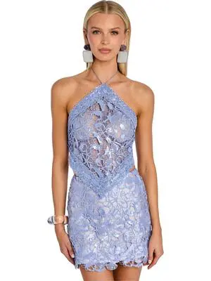 Retrofete Eaves Sequin Lace Handkerchief Top - Light L'acqua