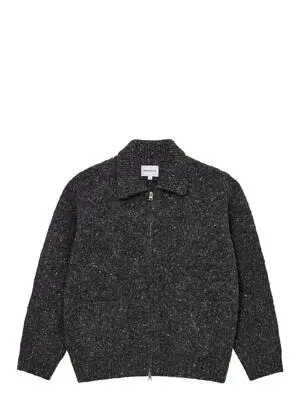 Norse Projects Long-sleeved Zip-up Wool Cardigan - Black
