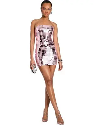 Retrofete Retrofête Kaleido Strapless Embellished Mini Dress Rosa