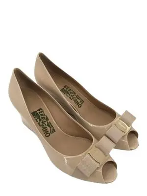 FERRAGAMO Open-toe Heels With Logo Detail - Brown